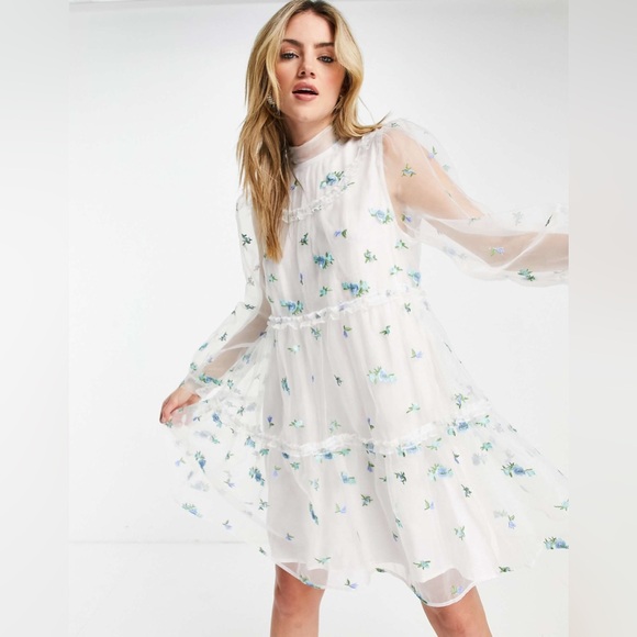 Sister Jane | Dresses | Sister Jane Mini Smock Dress With Sheer Overlay ...